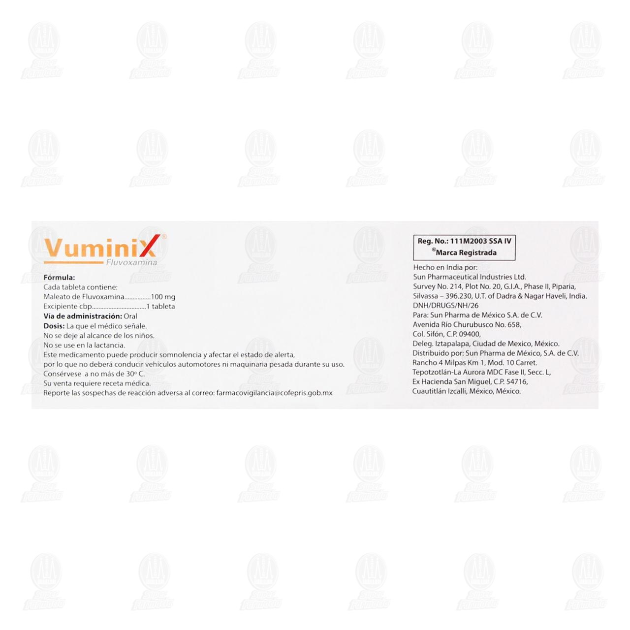 Vuminix 100 mg, 30 Tabletas. de VUMINIX | Farmacias Guadalajara