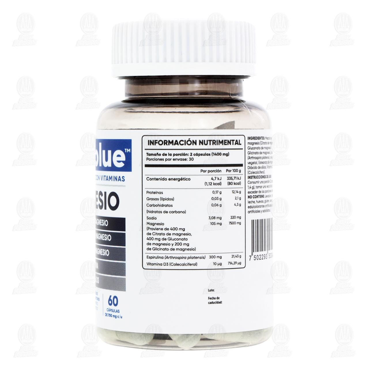 Multi Blue Magnesio 700 mg, 60 Cápsulas. de MULTIBLUE | Farmacias ...