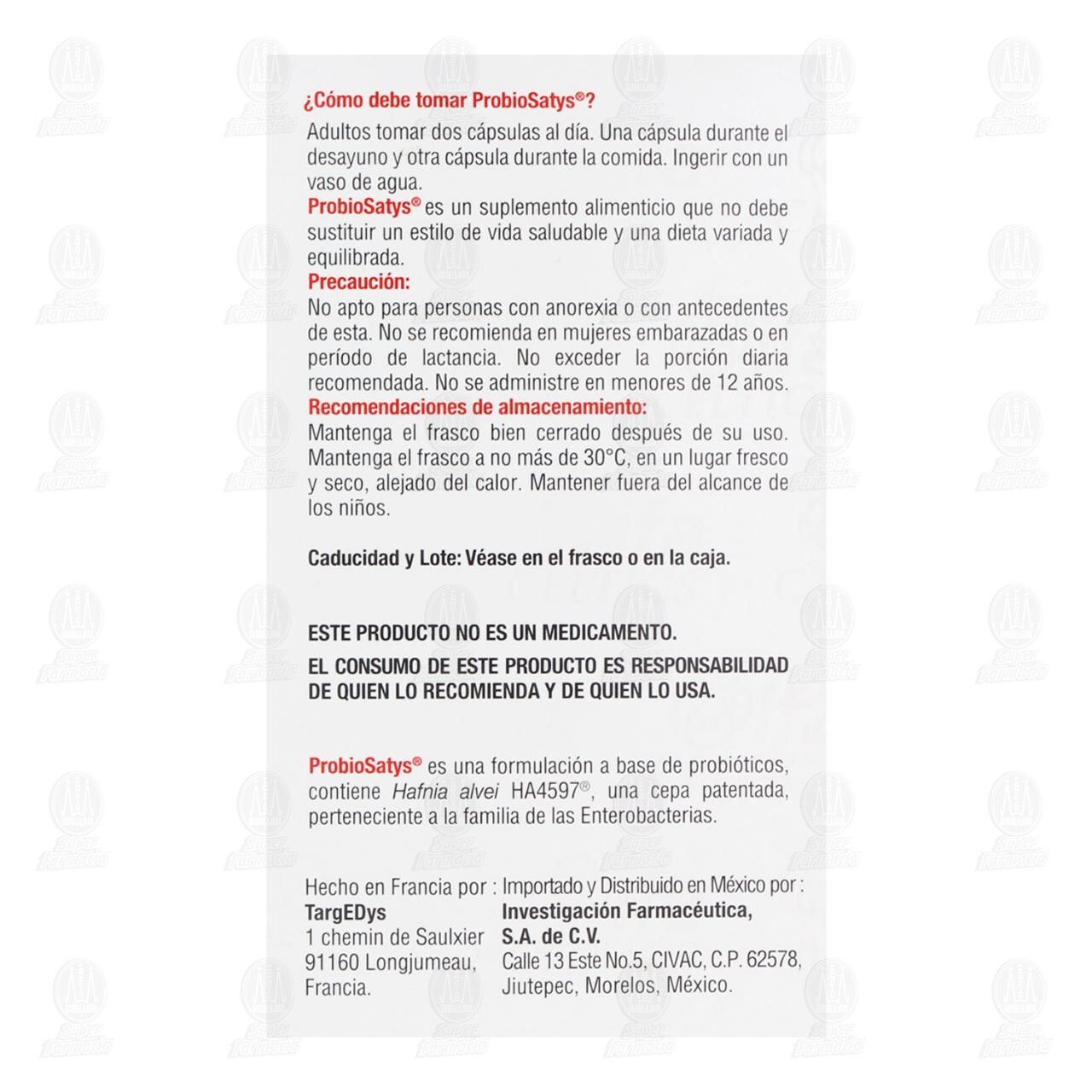 Probiosatys 533 mg, 60 Cápsulas. de PROBIOSATYS | Farmacias Guadalajara