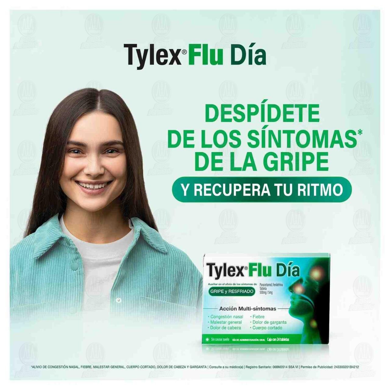 Tylex Flu Día 500mg/5mg, 24 Tabletas. de TYLEX | Farmacias Guadalajara