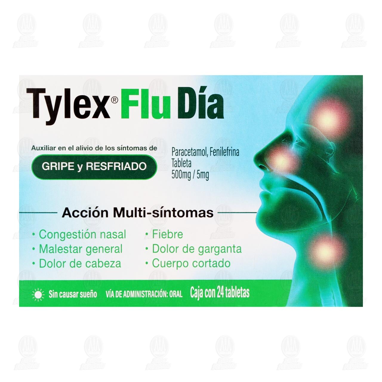 Tylex Flu Día 500mg/5mg, 24 Tabletas. de TYLEX | Farmacias Guadalajara