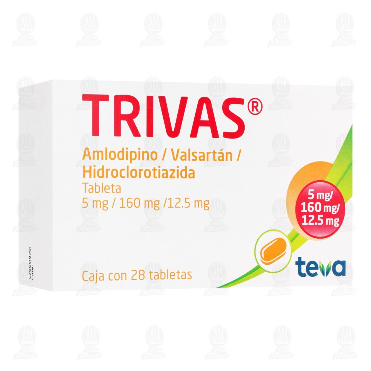 Trivas 5mg/160mg/12.5mg, 28 Tabletas. de TRIVAS | Farmacias Guadalajara