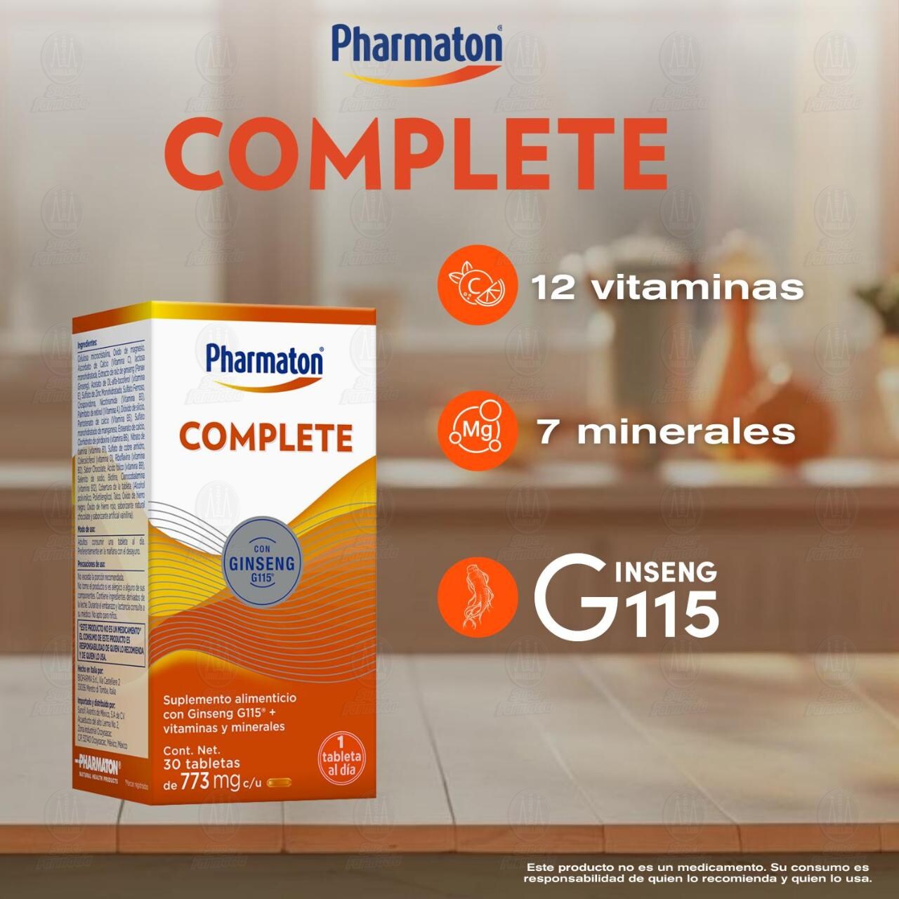 Pharmaton Complete con Ginseng G115 para Adultos, 30 Tabletas. de ...