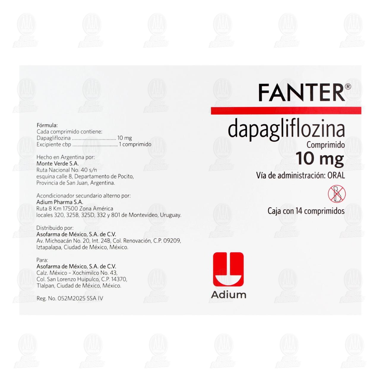 Fanter 10 mg, 14 Comprimidos. de FANTER | Farmacias Guadalajara