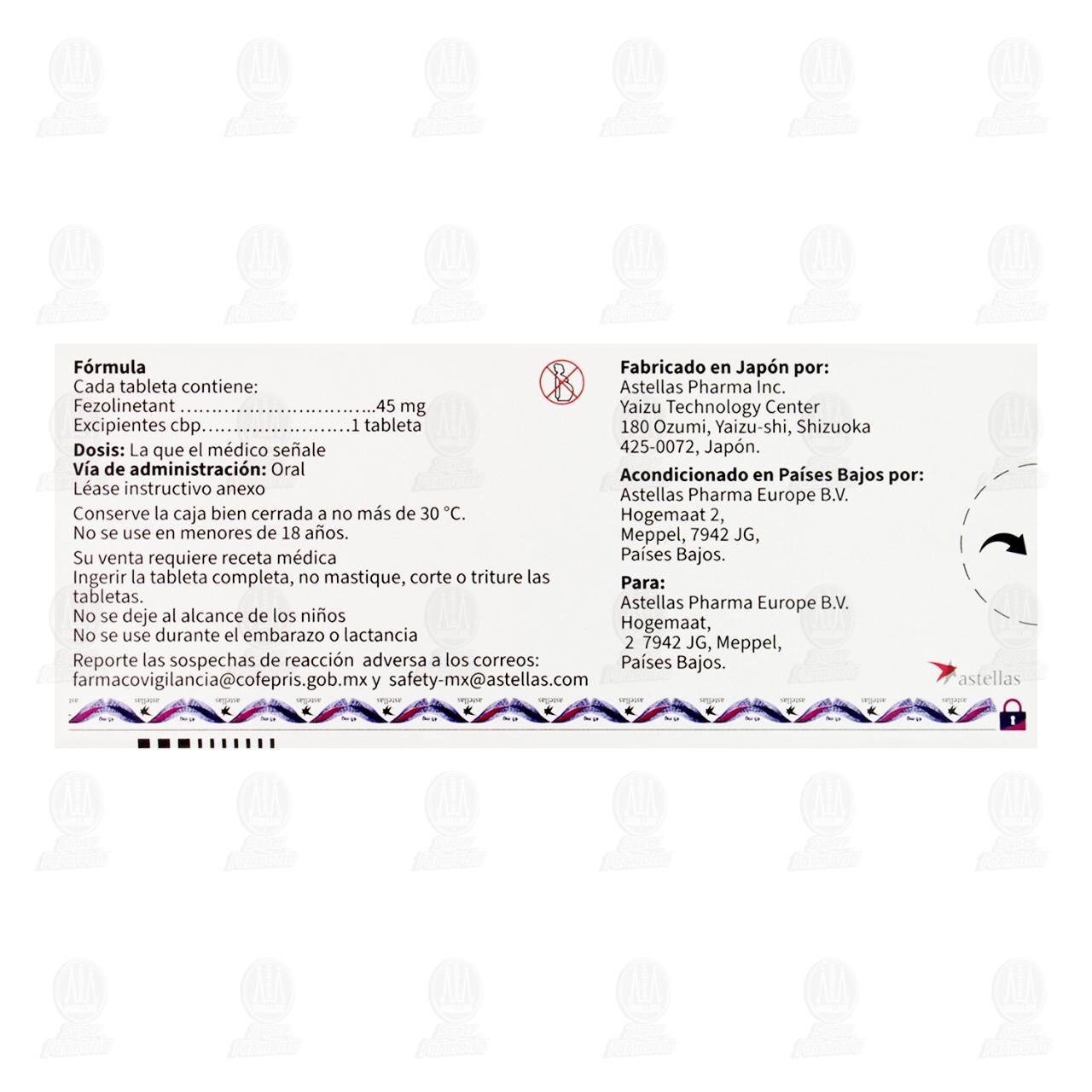 Veoza 45 mg, 30 Tabletas. de VEOZA | Farmacias Guadalajara