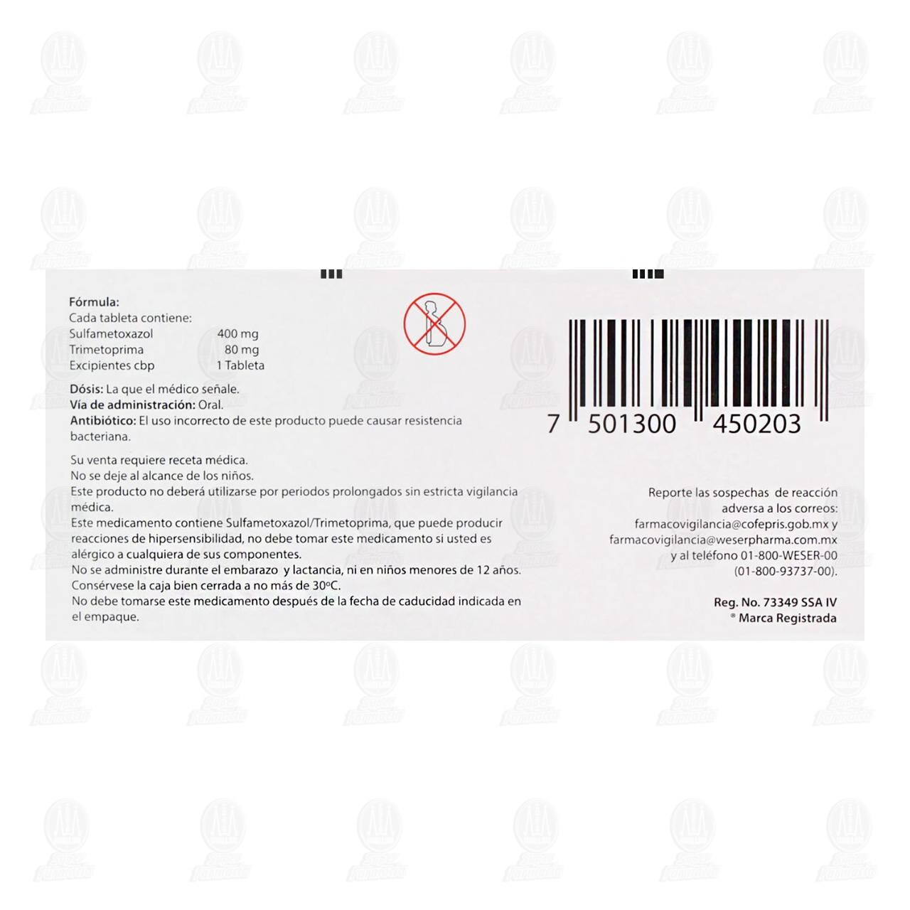 Bactrim 400mg/80mg, 30 Tabletas. de BACTRIM | Farmacias Guadalajara