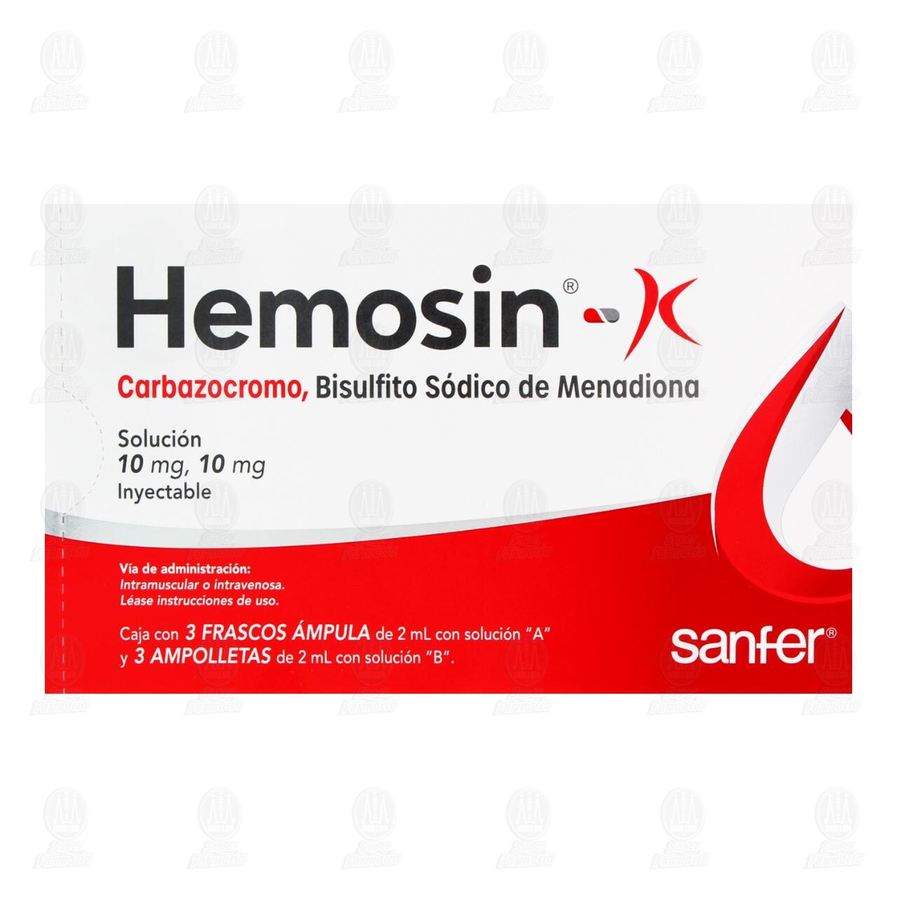 Hemosin -K 10mg/10mg Solución Inyectable, 3 Ámpulas y 3 Ampolletas de 2 ...