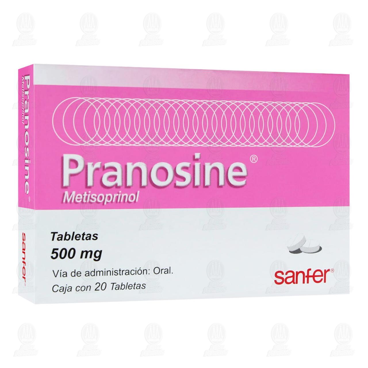 Pranosine 500 mg, 20 Tabletas. de PRANOSINE | Farmacias Guadalajara