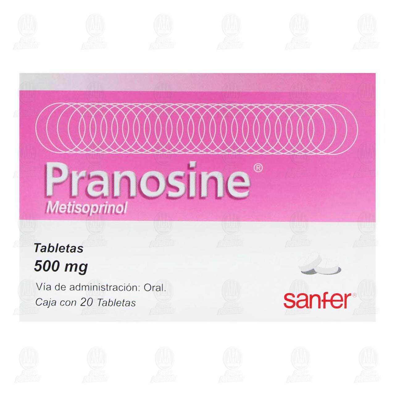 Pranosine 500 mg, 20 Tabletas. de PRANOSINE | Farmacias Guadalajara