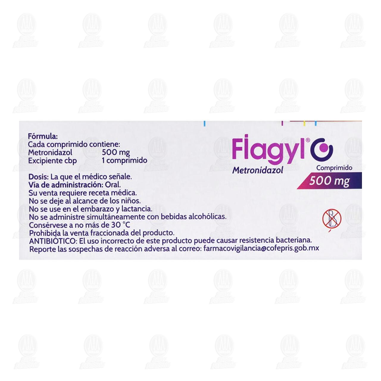 Flagyl 500 mg, 30 Comprimidos. de FLAGYL | Farmacias Guadalajara