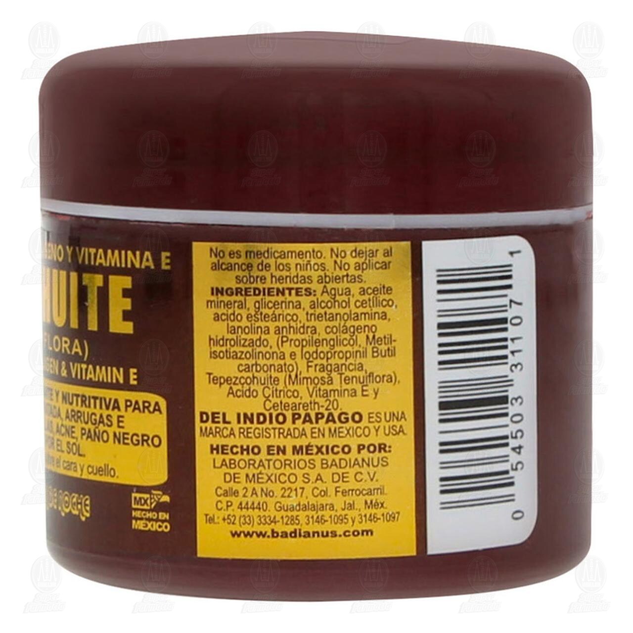 Crema Corporal del Indio Papago de Tepezcohuite para la Noche, 60 gr ...
