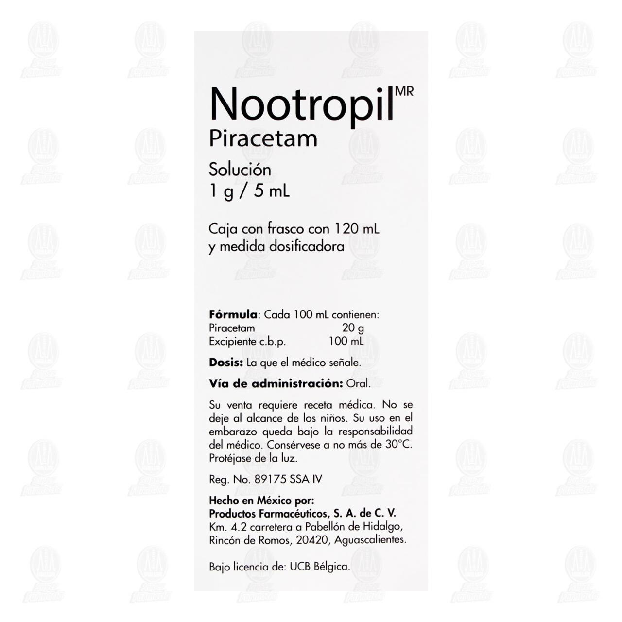 Nootropil 1gr/5ml Solución, 120 ml. de NOOTROPIL | Farmacias Guadalajara