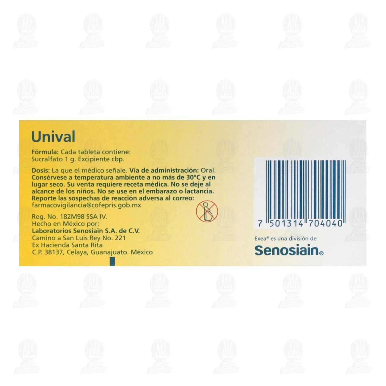 Unival 1 gr, 40 Tabletas. de UNIVAL | Farmacias Guadalajara