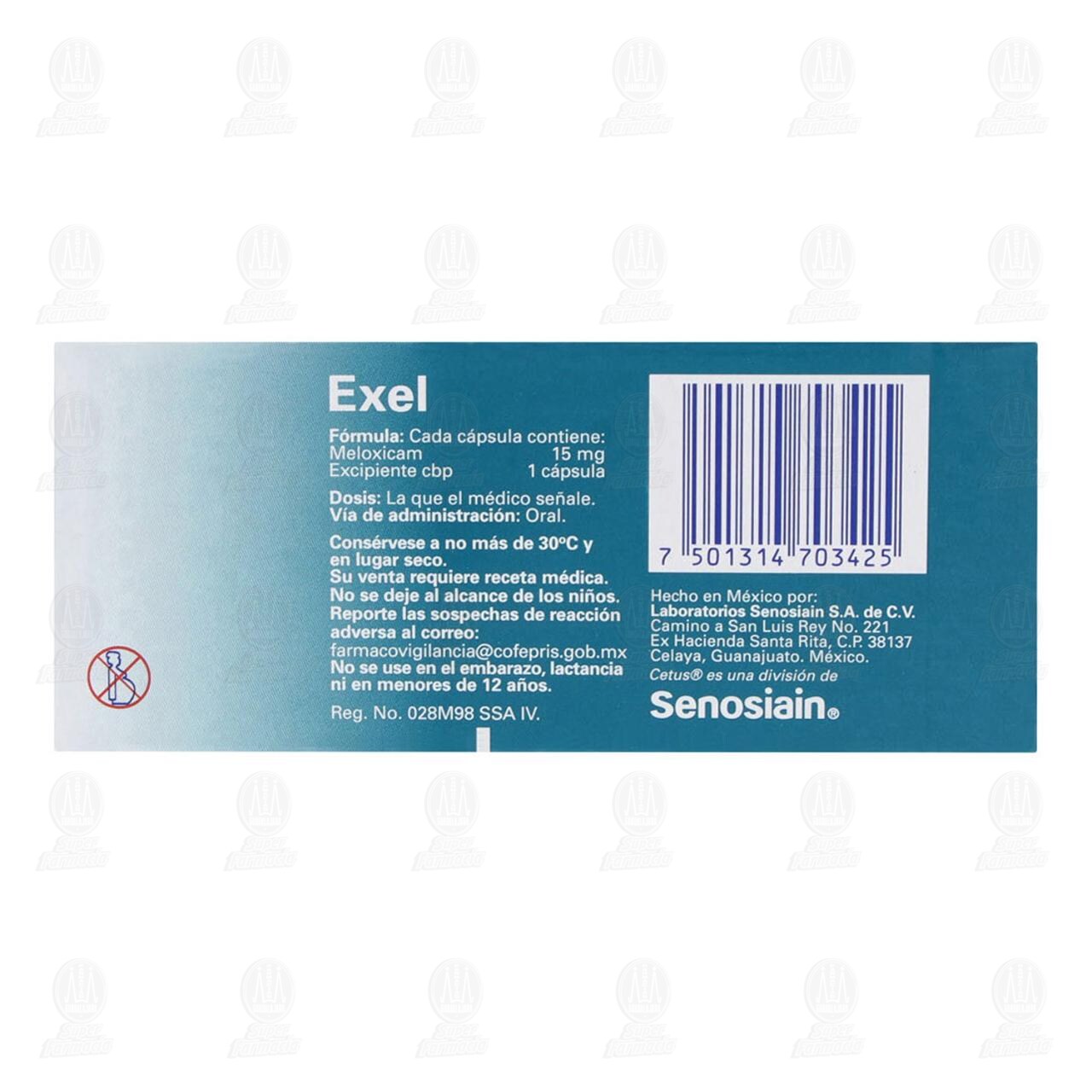Exel 15 mg, 20 Cápsulas. de EXEL | Farmacias Guadalajara