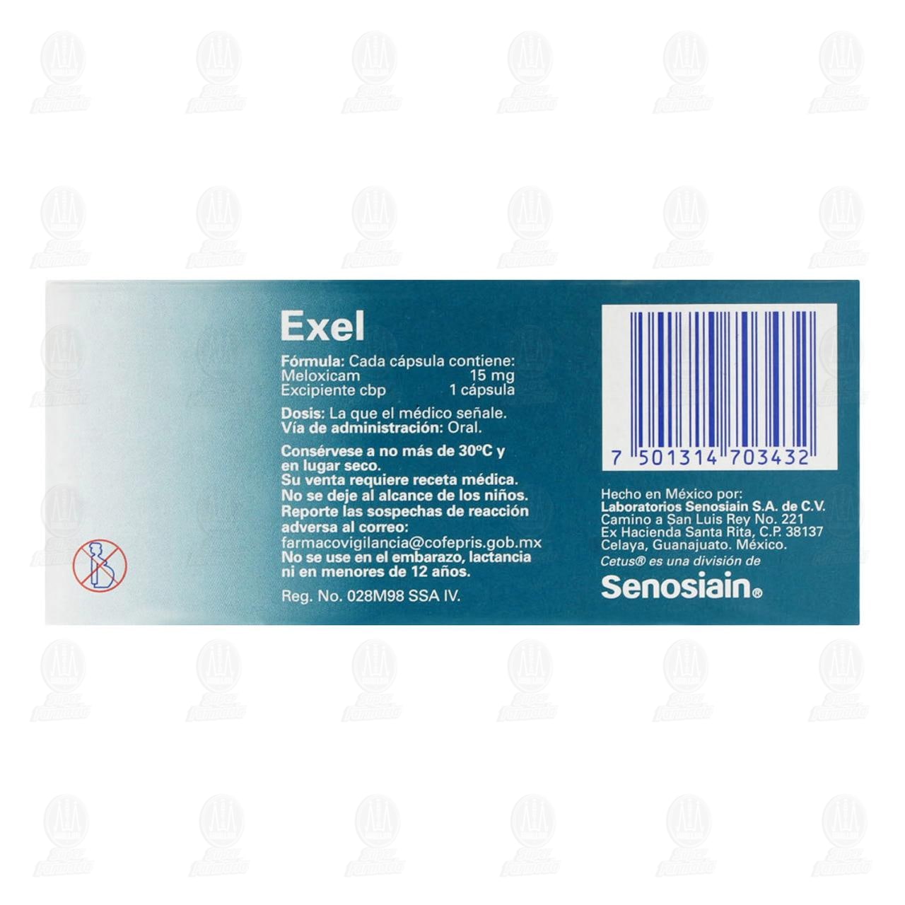 Exel 15 mg, 10 Cápsulas. de EXEL | Farmacias Guadalajara