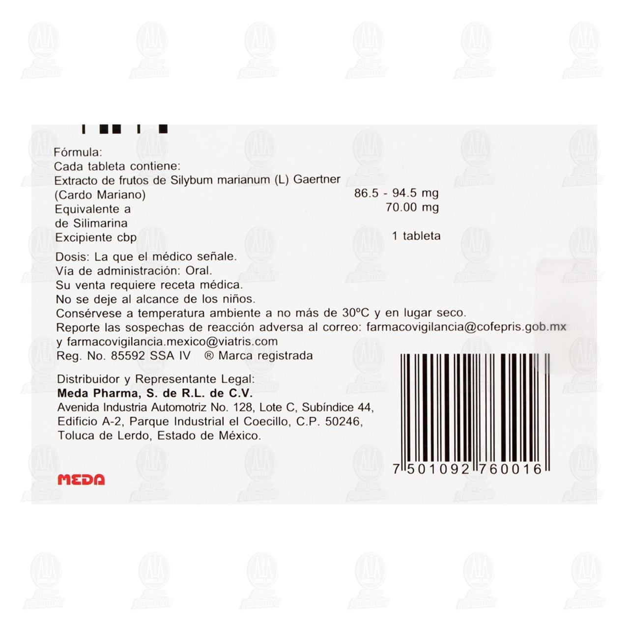 Legalon 70 mg, 20 Tabletas. de LEGALON | Farmacias Guadalajara