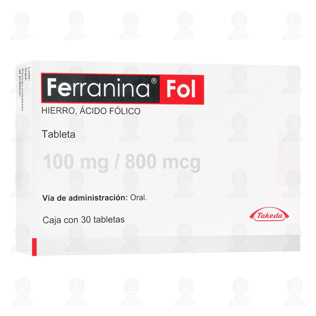 Ferranina Fol 100mg/800mcg, 30 Tabletas. de FERRANINA | Farmacias ...