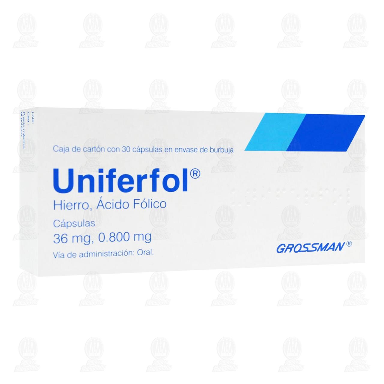 Uniferfol 36mg/0.800mg, 30 Cápsulas. de UNIFEROL | Farmacias Guadalajara