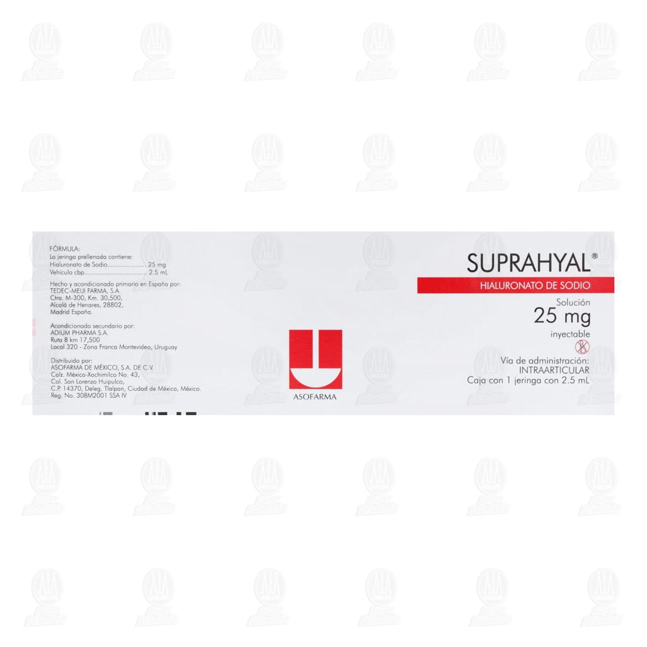 Suprahyal 25 mg Solución Inyectable, 2.5 ml. de SUPRAHYAL | Farmacias ...