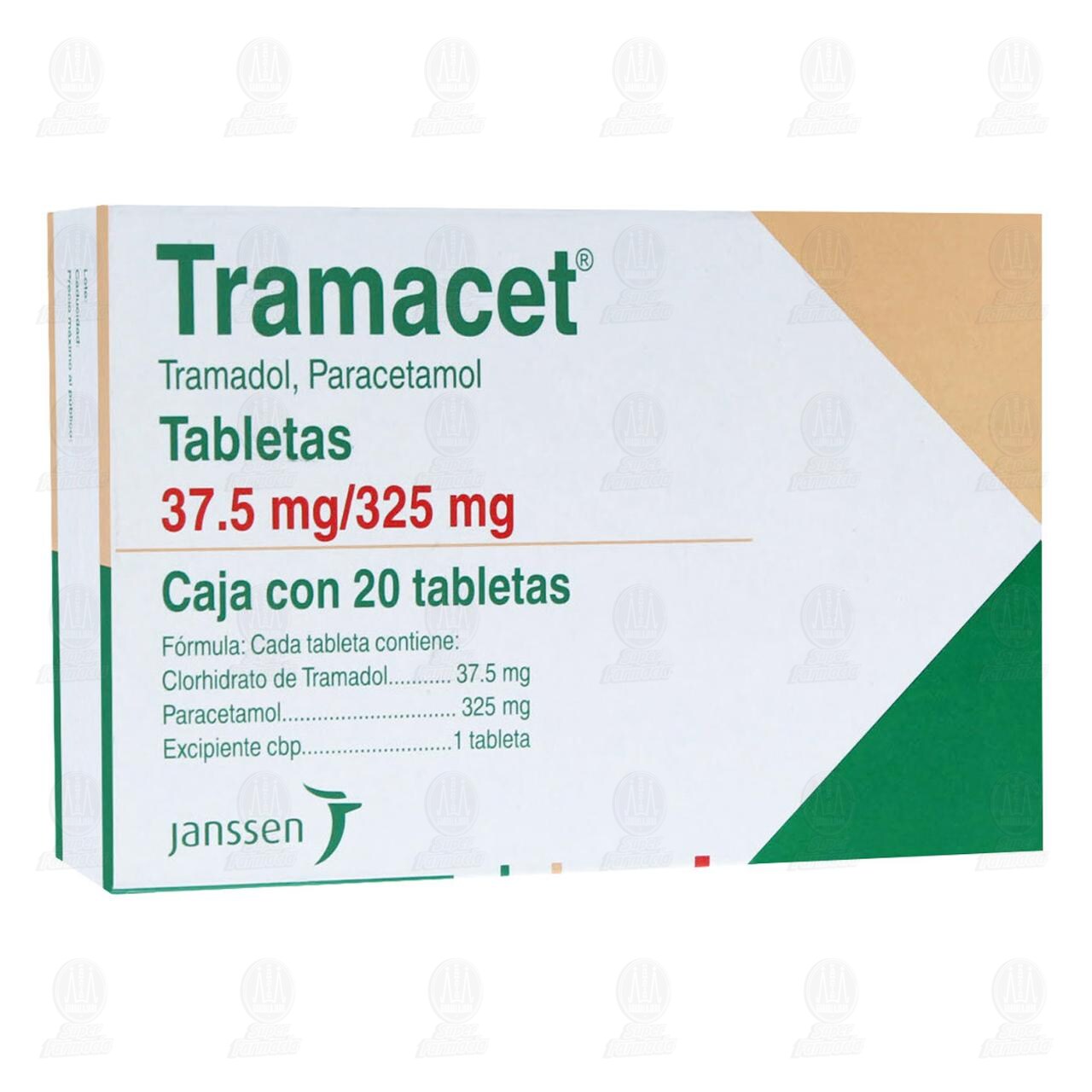 Tramacet 37.5mg/325mg, 20 Tabletas. de TRAMACET | Farmacias Guadalajara
