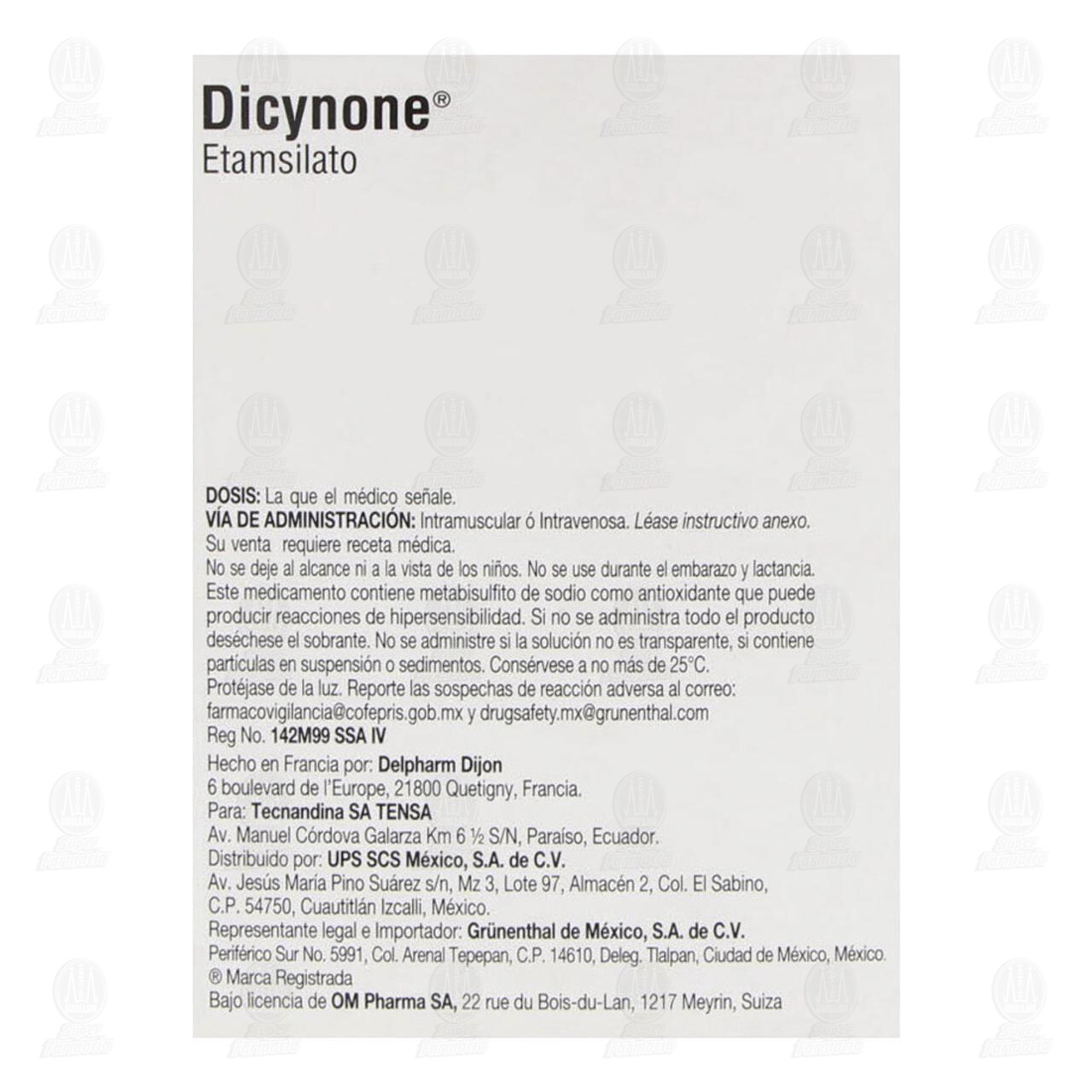 Dicynone 250mg/2ml Solución Inyectable, 4 Ampolletas con 2 ml c/u. de ...