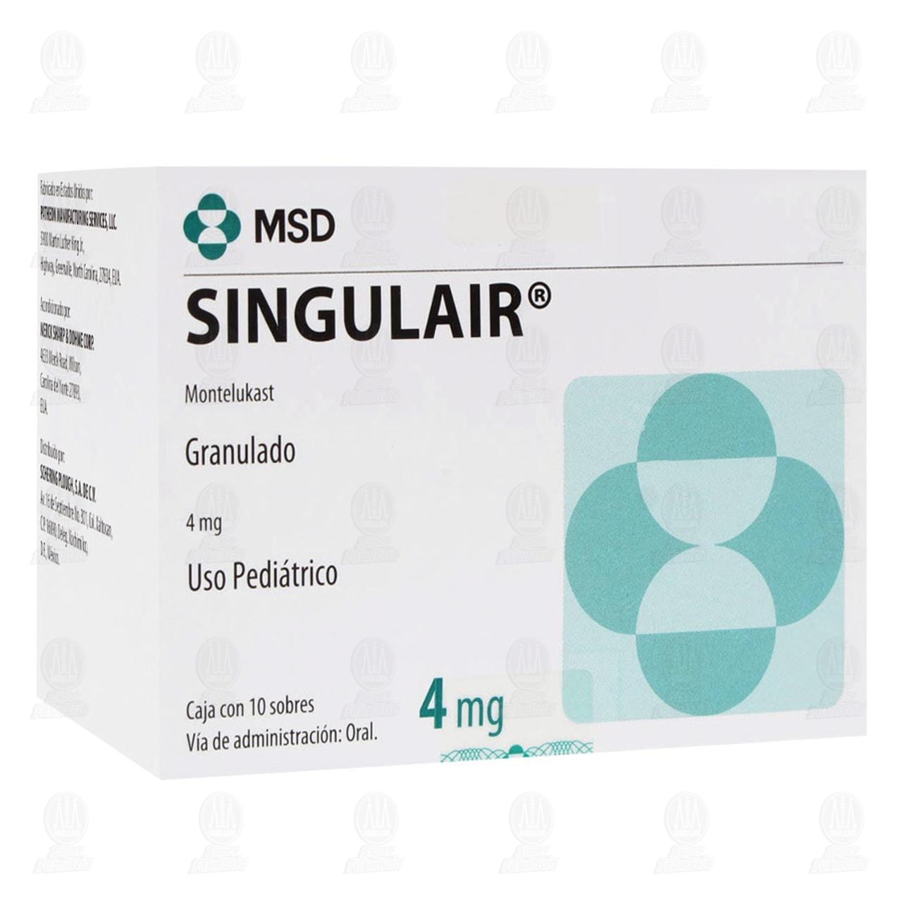 Singulair Pediátrico 4 mg, 10 Sobres Granulado.