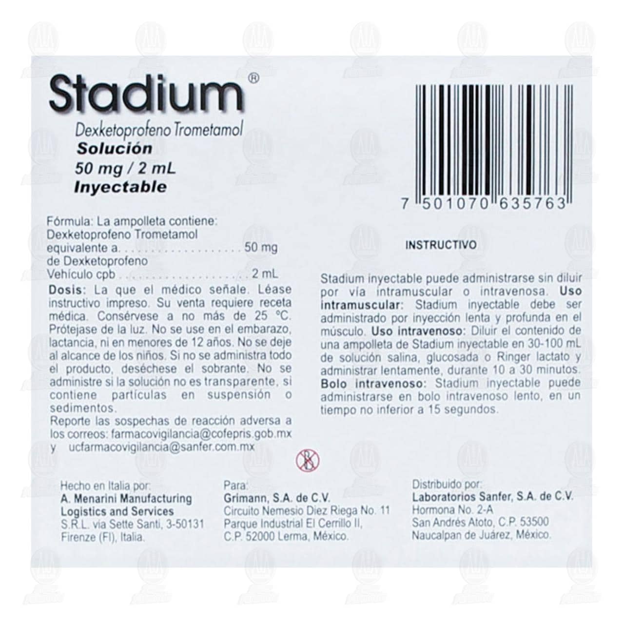 Stadium 50mg/2ml Solución Inyectable Ampolletas, Ml, 42% OFF